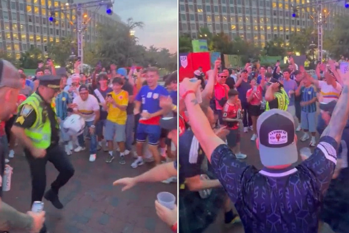 Boston cop steals show with football skills as Scotland fans cheer