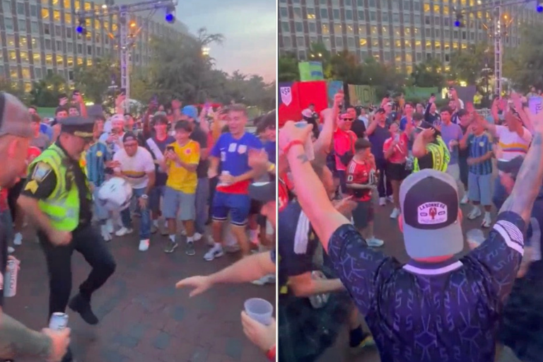 Boston cop steals show with football skills as Scotland fans cheer
