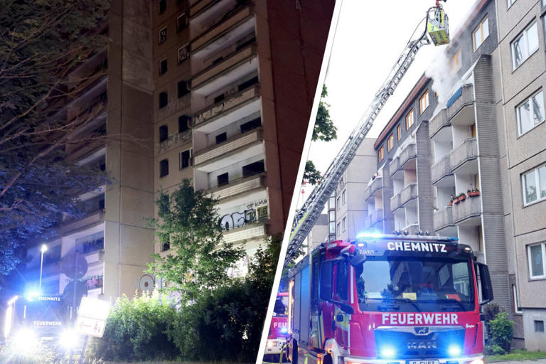 Feuerwehreinsätze in Chemnitz: Brand in Wohnung und an Gammel-Platte