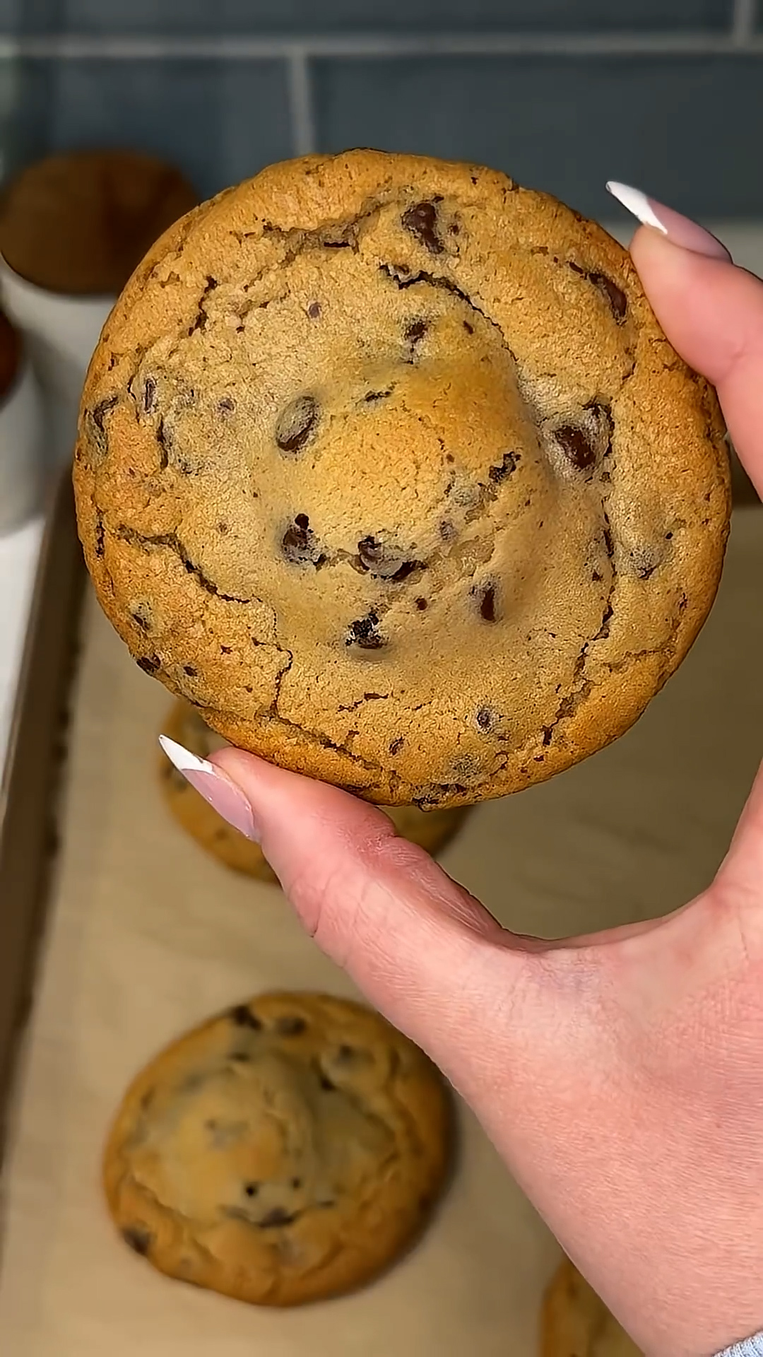 Banana slices tucked inside soft baked chocolate chip cookies
