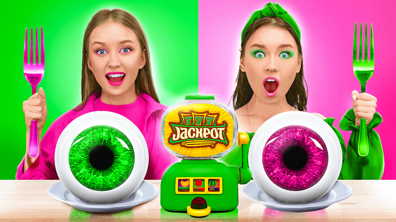 Colorful food challenge: 24-hour pink and green eating adventure