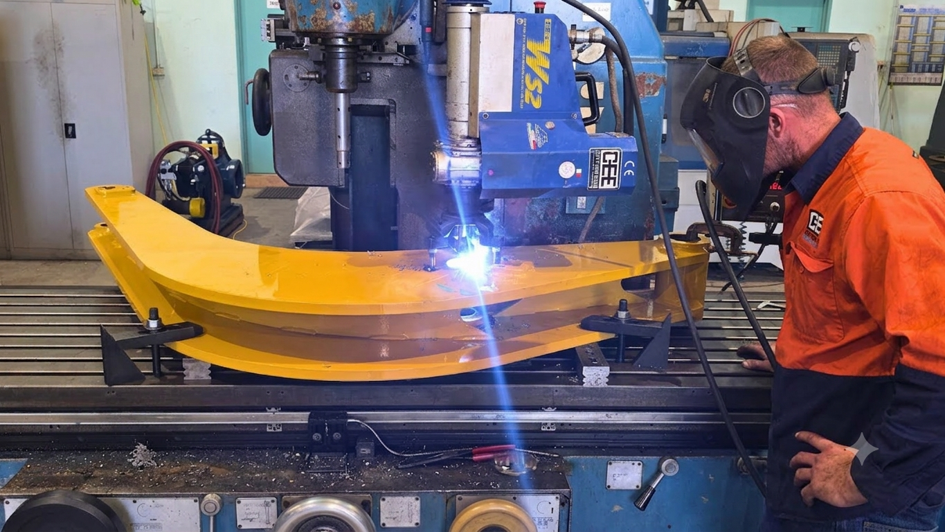 CAT 631 apron lift frame repair