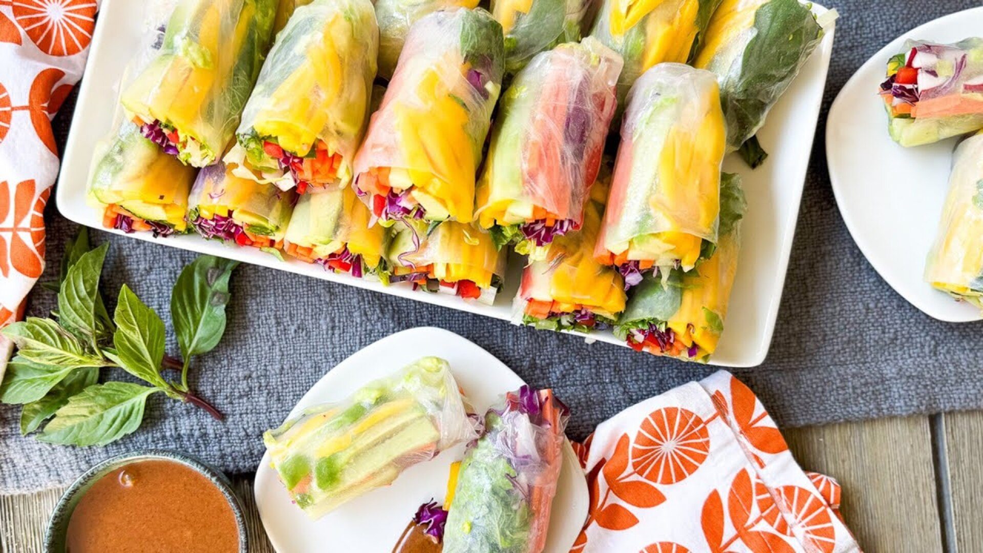 Vibrant rainbow summer rolls recipe