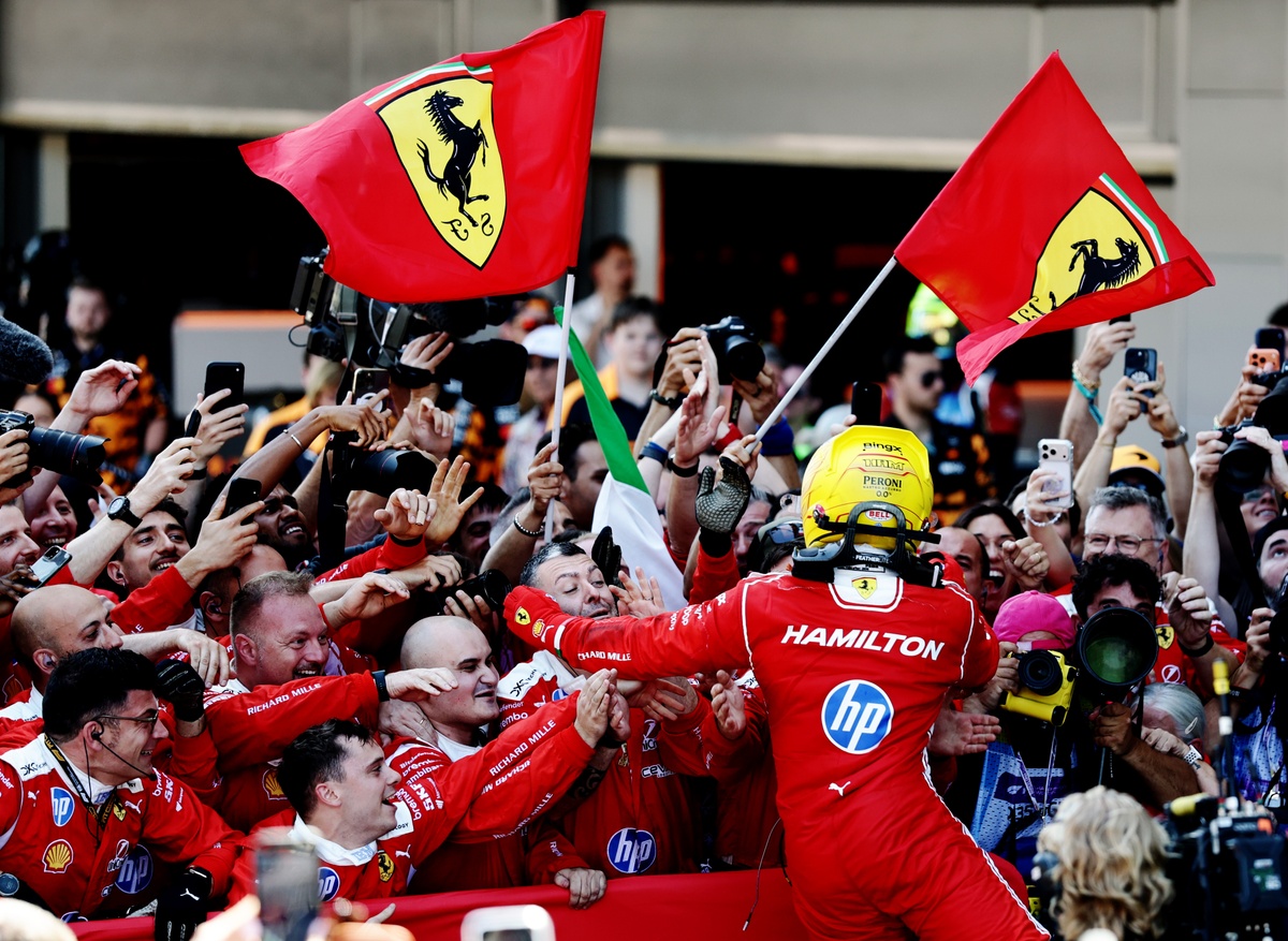 Lewis Hamilton shares defiant message after landmark Ferrari F1 win