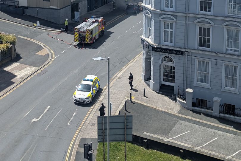 'Explosions' heard as taxi goes up in flames outside Plymouth hotel