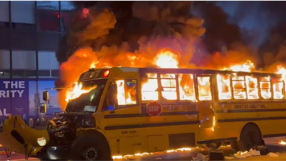 Watch: World Cup bus torched as Knicks fans riot in New York after NBA win