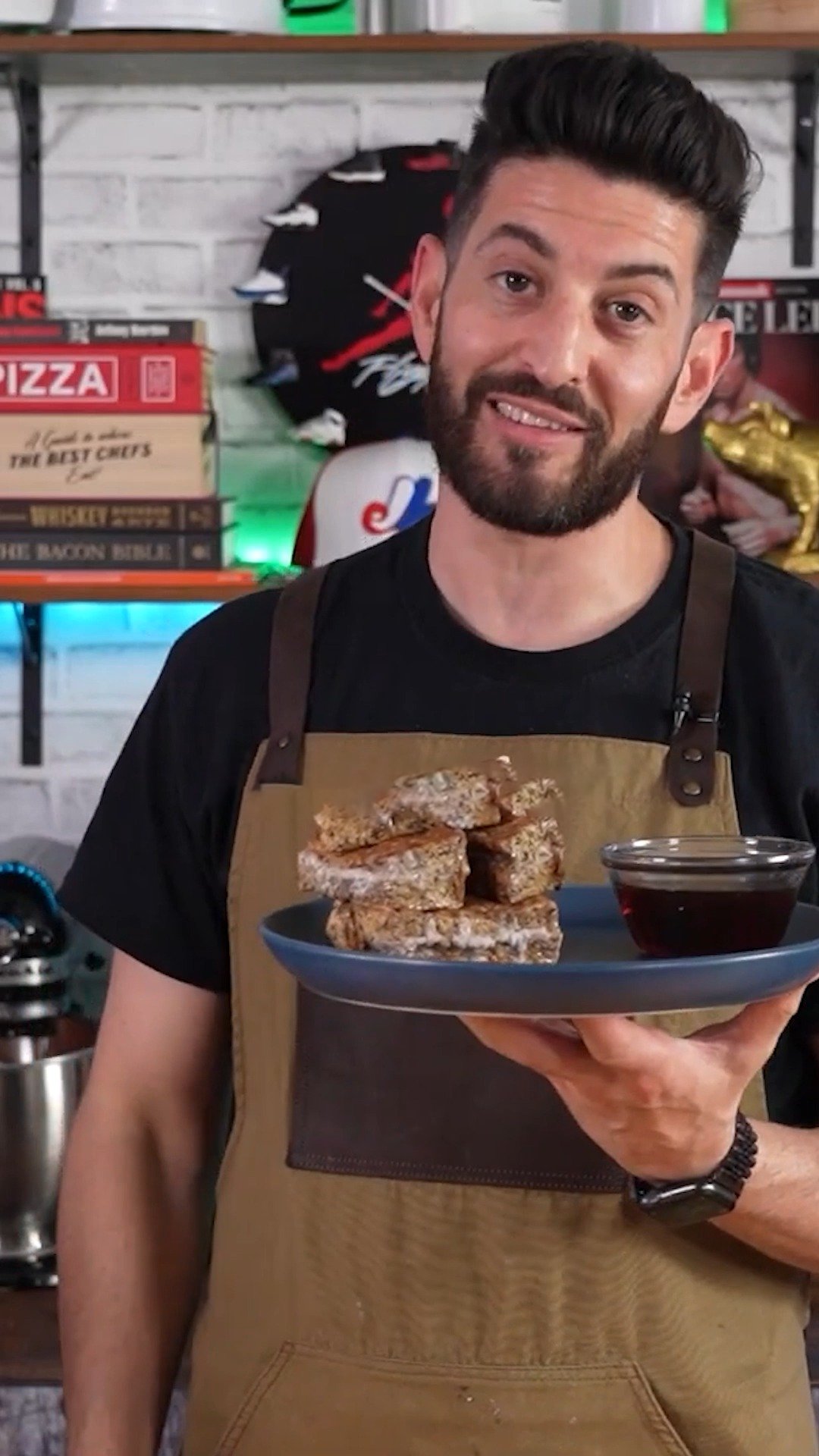 Ultimate breakfast mashup with syrup dip