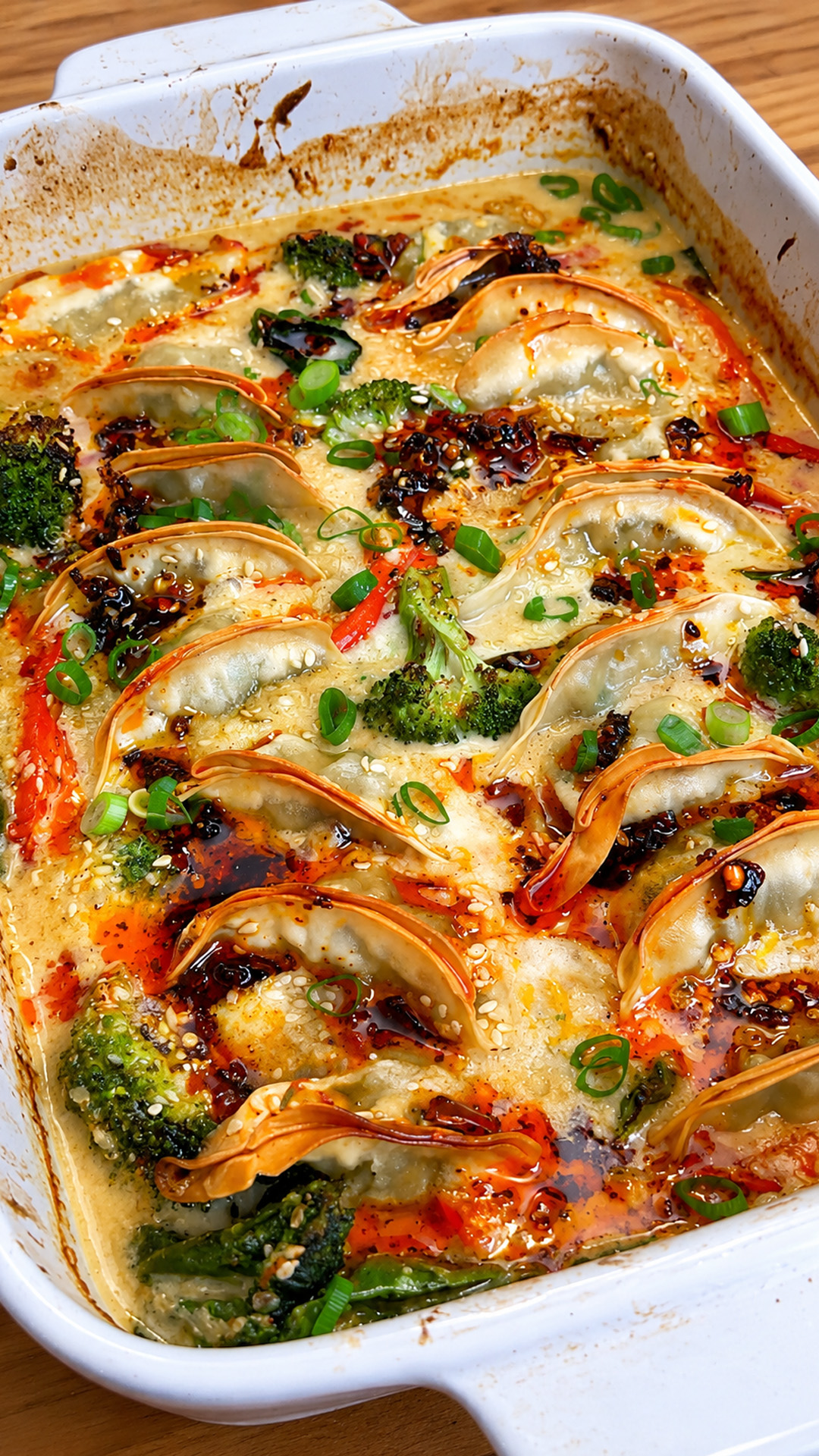 Crispy baked rice paper dumplings made in one pan