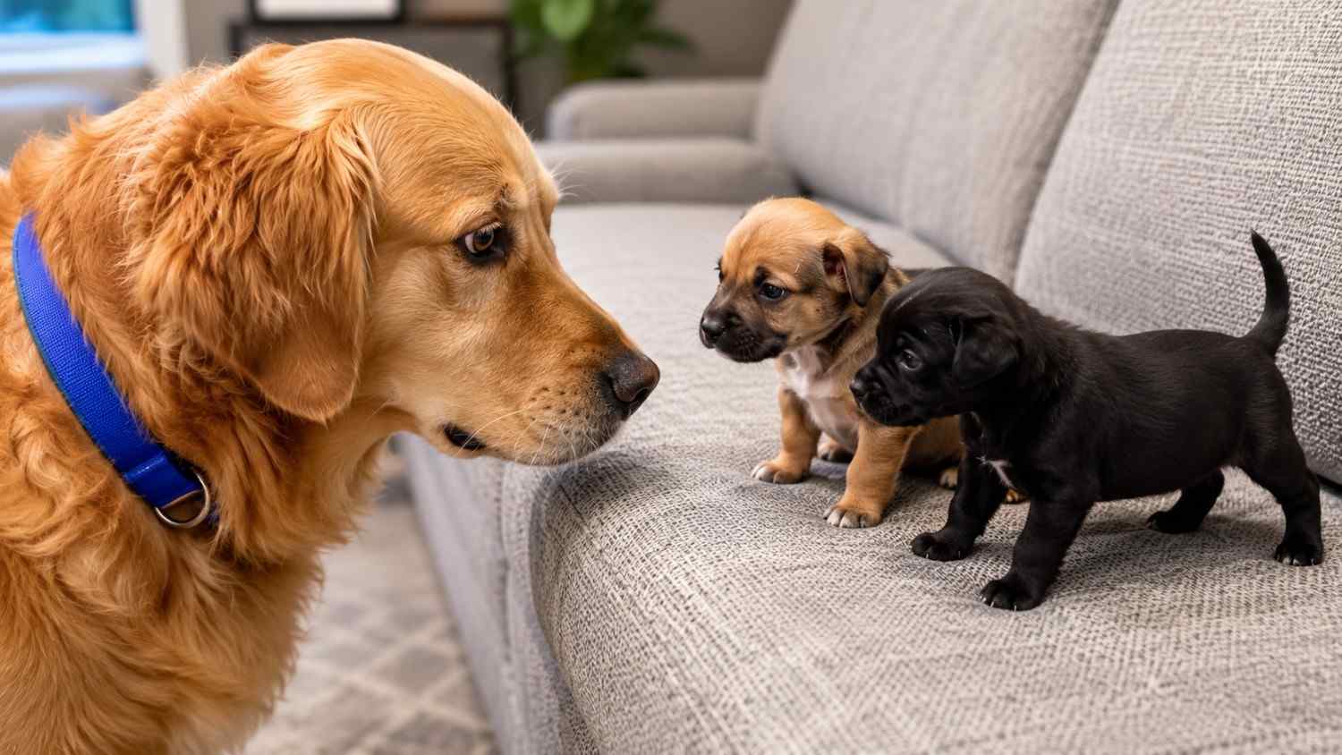 How a golden retriever met two tiny rescue puppies