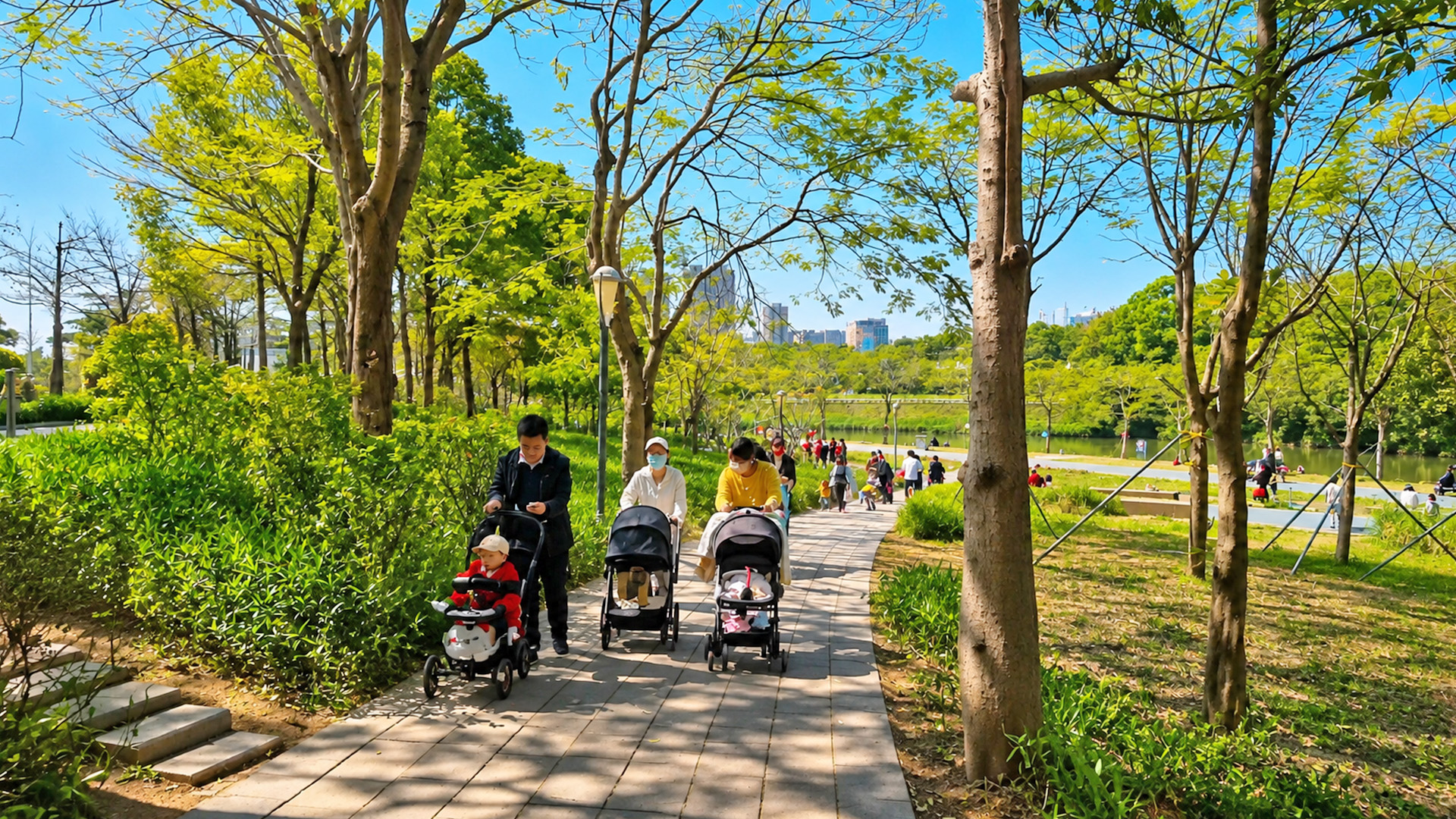 El paseo verde junto al río en China revela una tranquila escena ...
