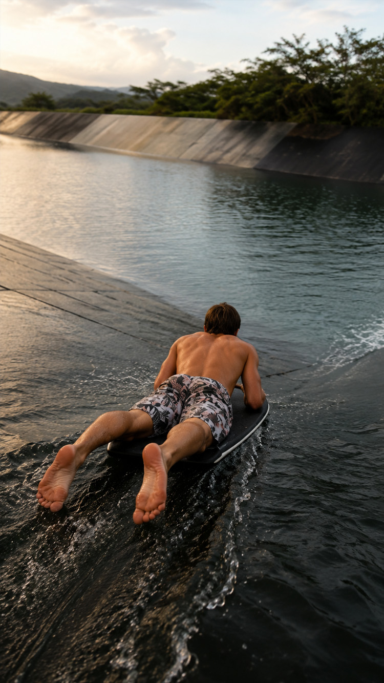 Giant water slide turns open field into splash zone