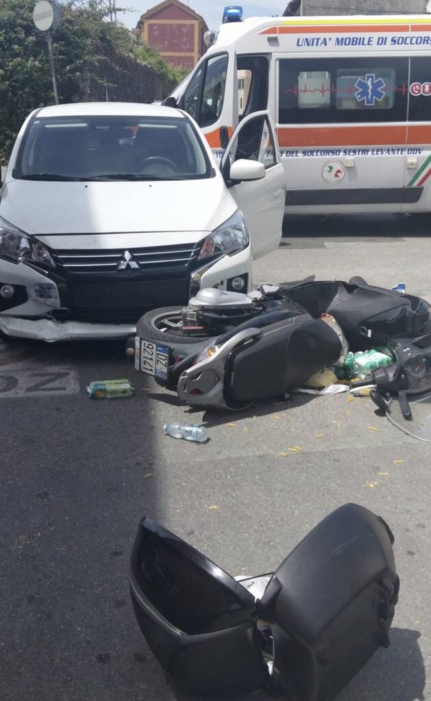 Sestri: incidente in via Sedini; scooterista 35enne al ‘pronto’ di Lavagna