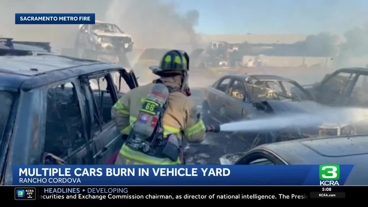 30 cars destroyed in Rancho Cordova salvage yard fire