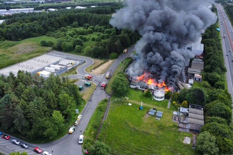 West Lothian industrial estate blaze captured in alarming drone footage