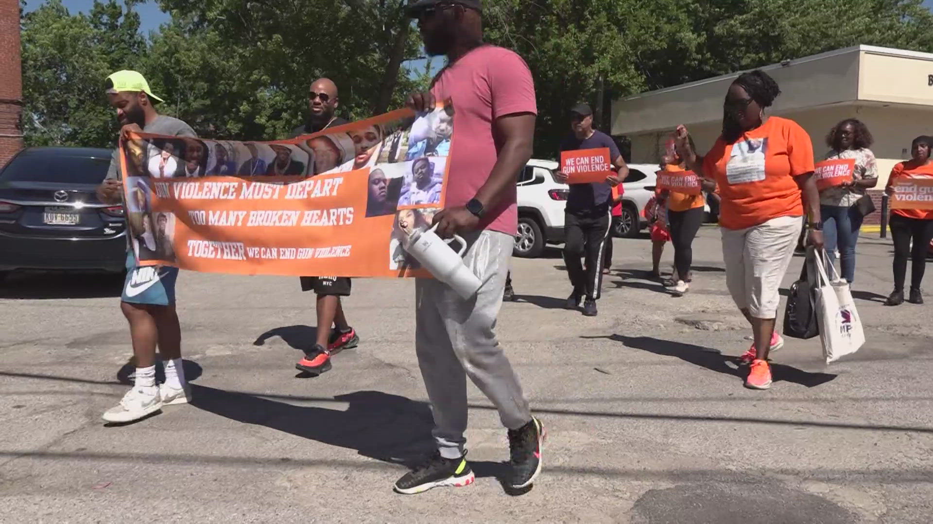 Dozens of residents rally against gun violence on Cleveland's east side