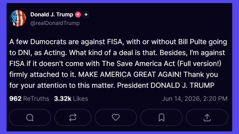 Trump won't back FISA renewal without his SAVE America Act voting bill