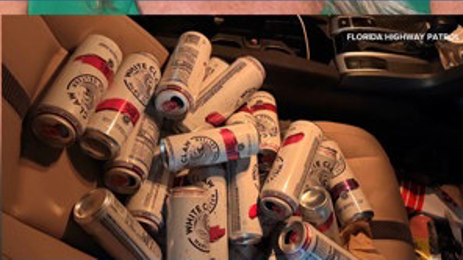 Drunk driver had 34 empty cans of White Claw on the front seat!