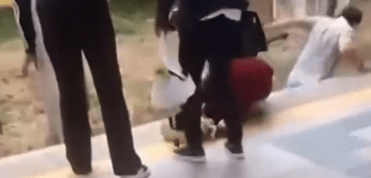 Cenas fortes: Criança cai no vão do trem e é resgatada pelo pai