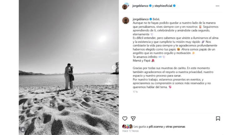 El actor Jorge Blanco contó que su pareja, Stephie Caire, perdió su ...