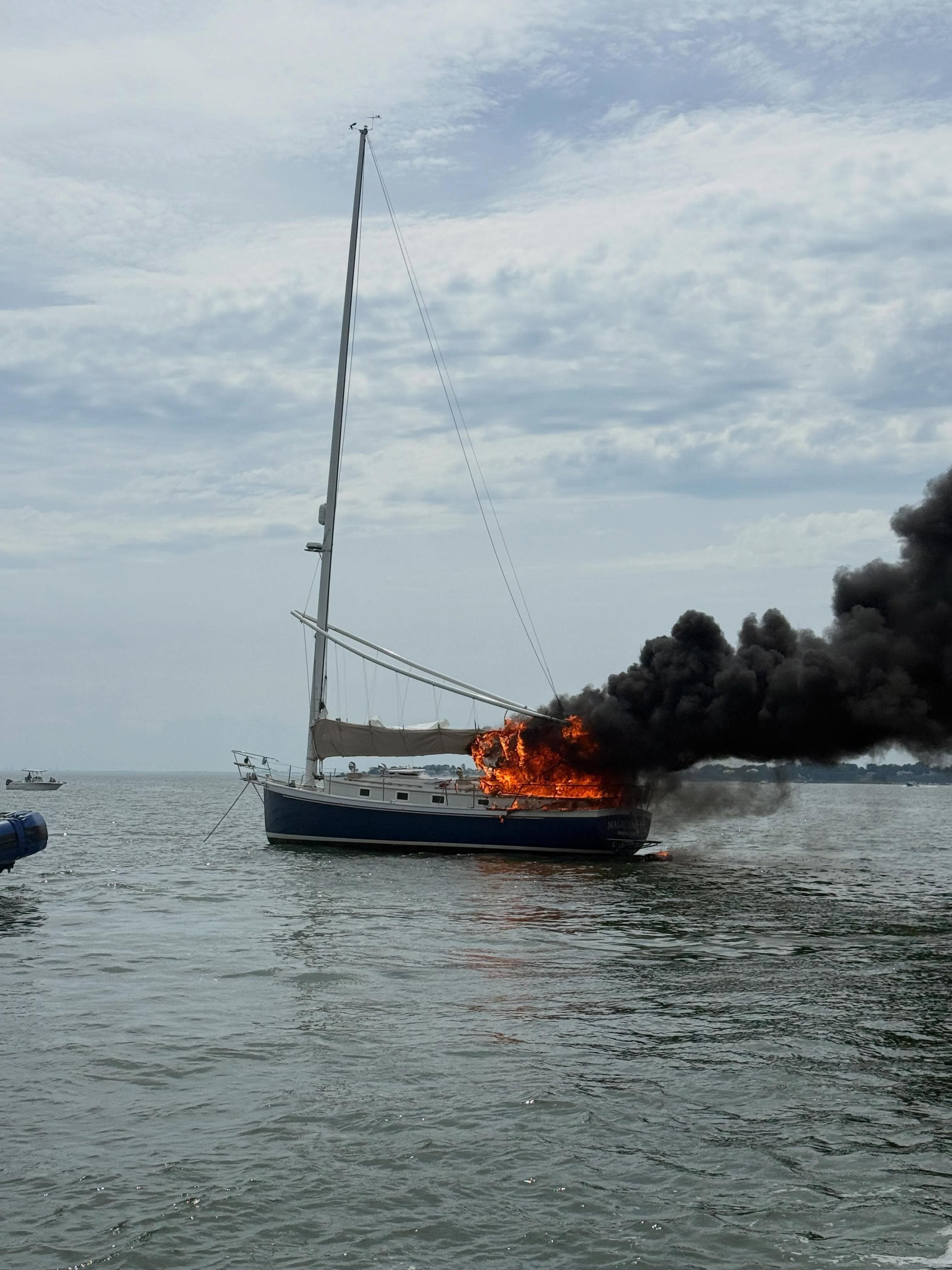 Boat fire reported near Norwalk lighthouse