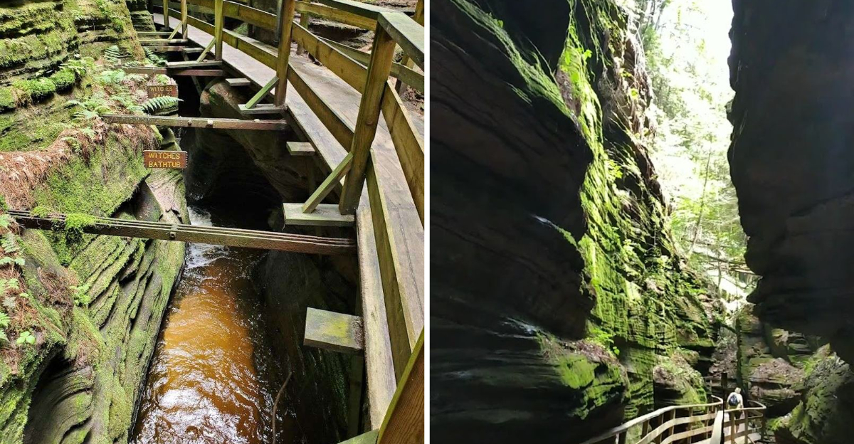 Step off a boat into a Wisconsin canyon where water carved hallways out ...