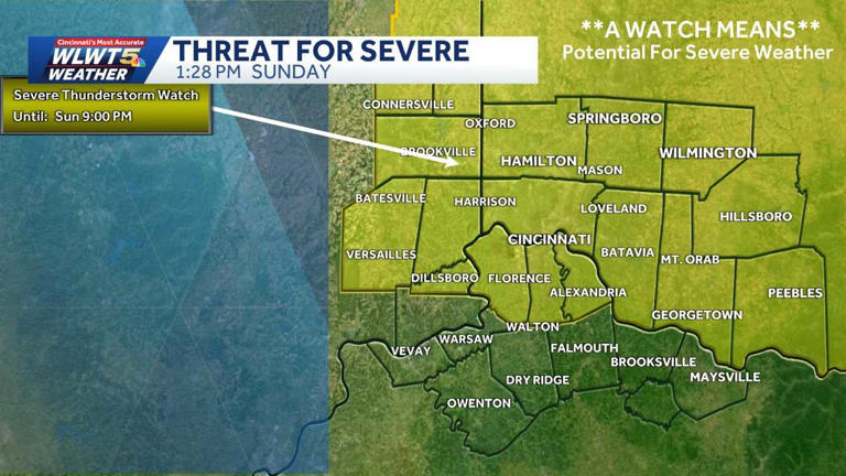 Timeline: Storm system moves in Sunday bringing threat for severe weather