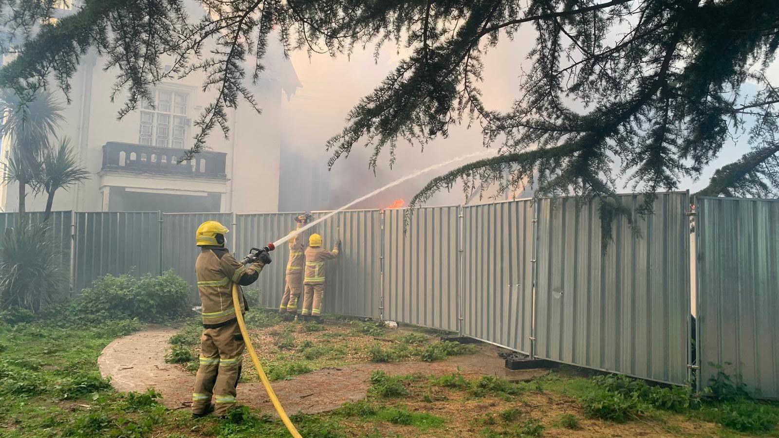 Firefighters deal with derelict building blaze