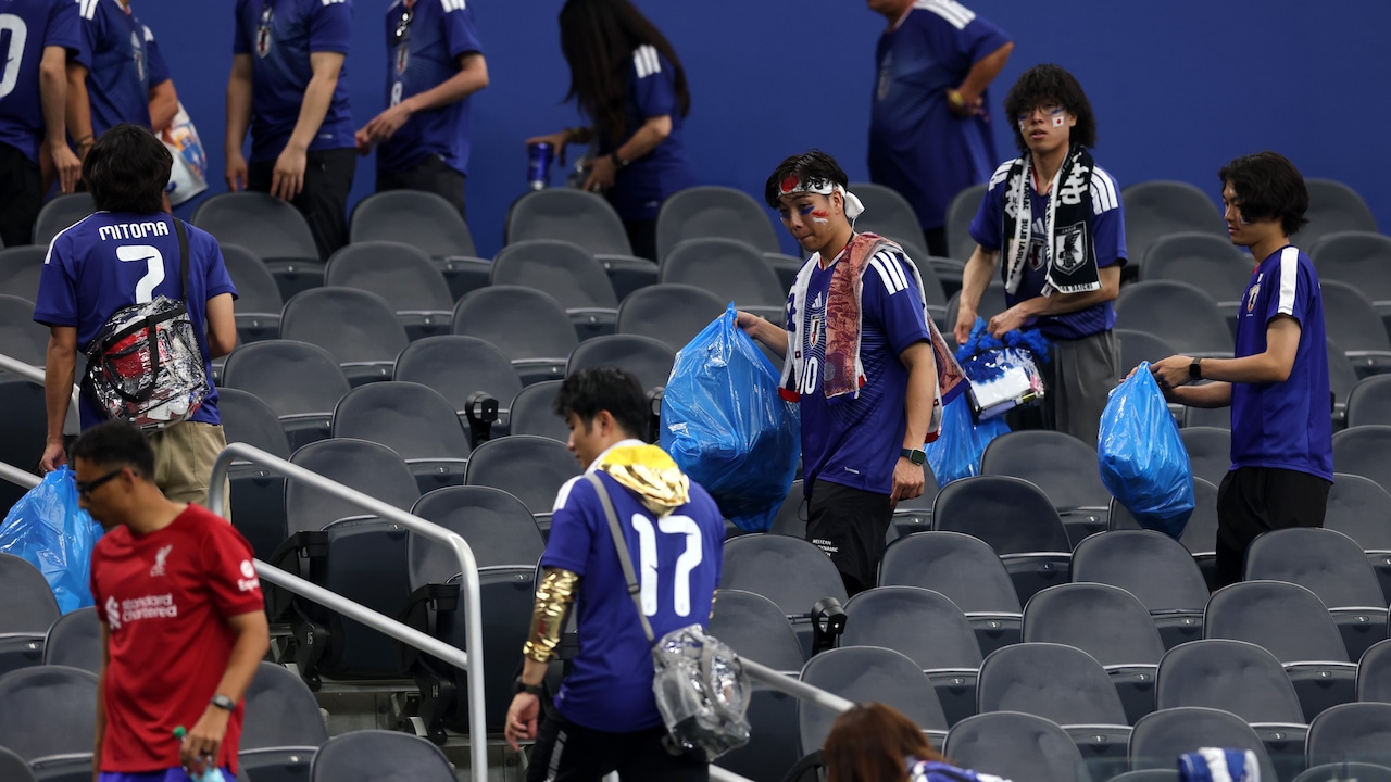 Watch: Japan fans win praise for cleaning stadium after thrilling 2-2 ...