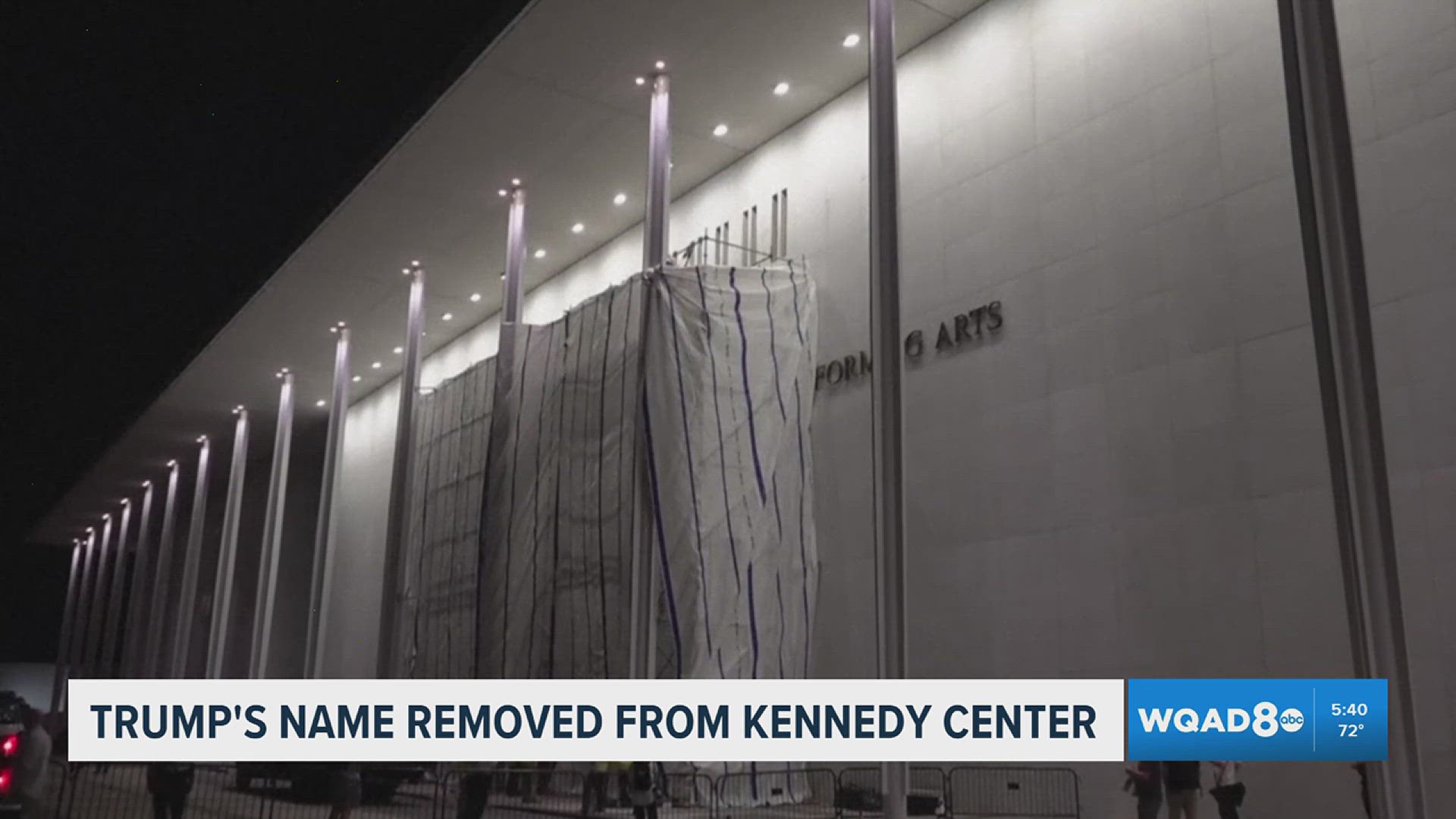 President Trump's name removed from Kennedy Center