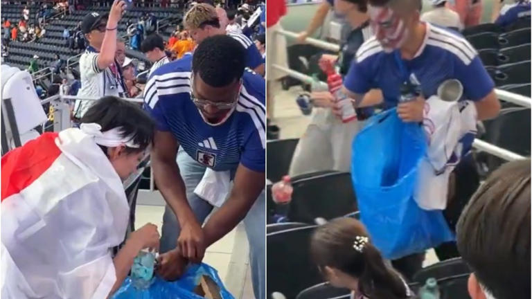 Japan fans win hearts again by cleaning Dallas stadium after Dutch thriller