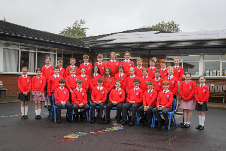 Mid Ulster P7 pupils pose for their final class photos