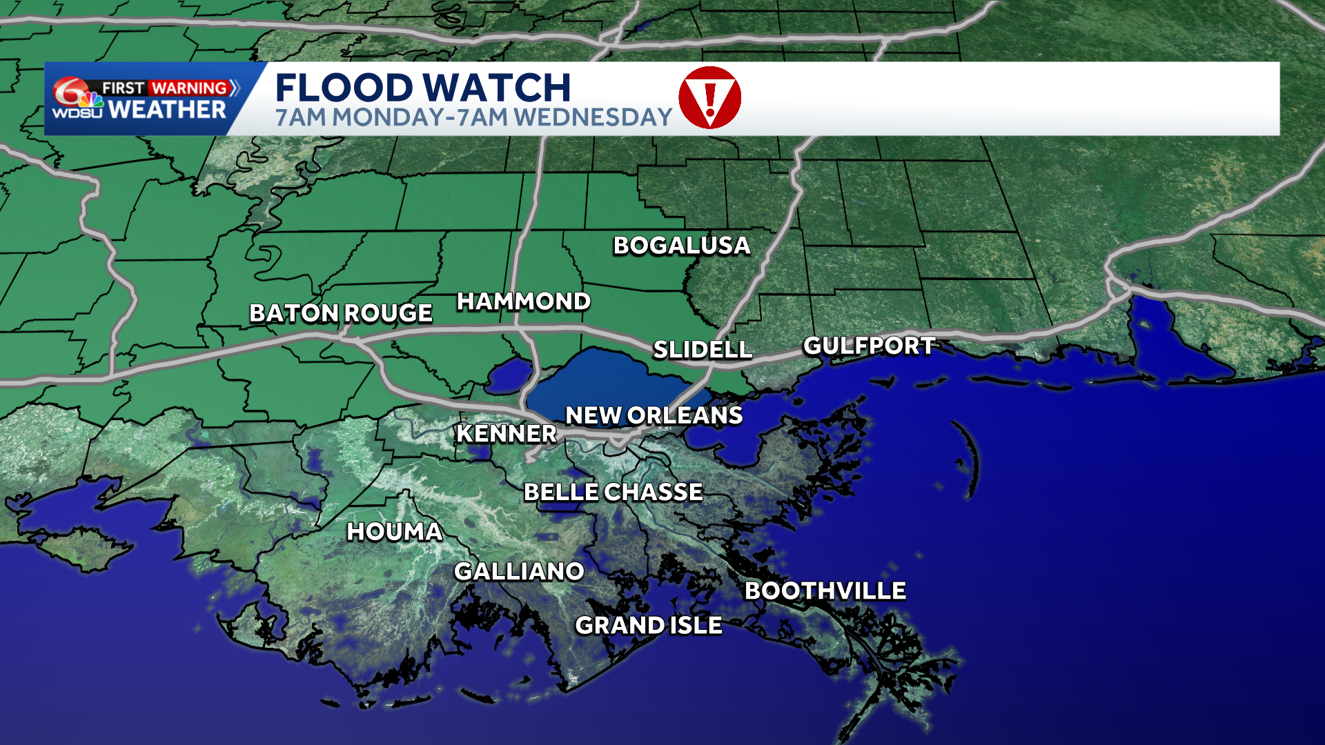A Flood Watch in effect for parts of southeast Louisiana