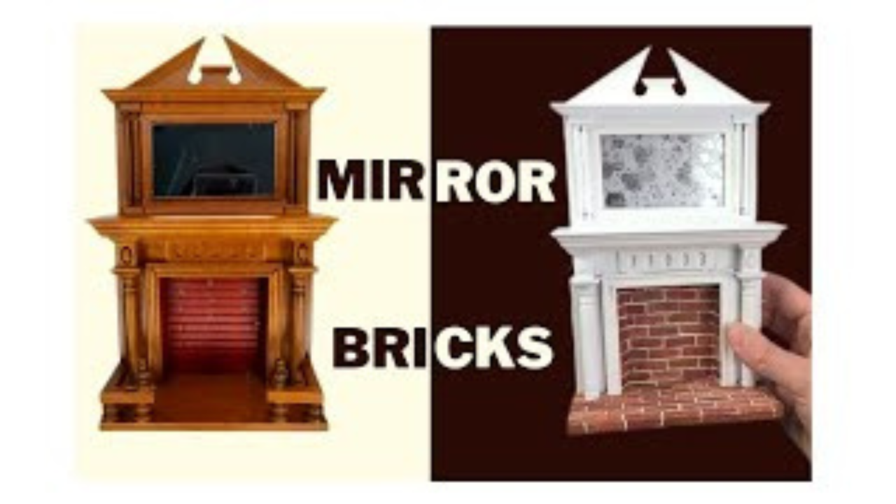 DIY mercury glass mirror makeover with mini bricks and paint