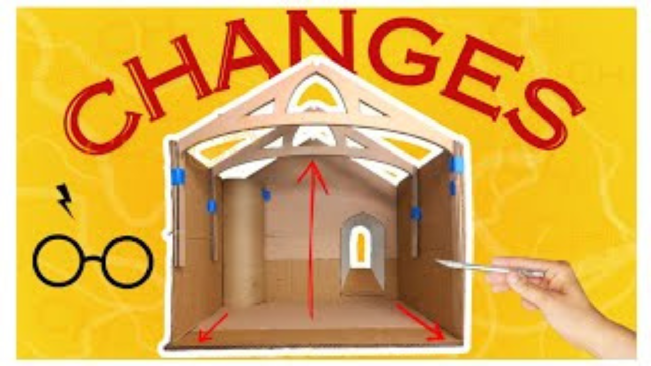 Transforming a cardboard room box into a Gryffindor common room
