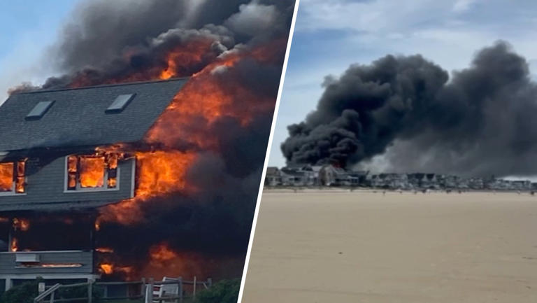 Thick, black smoke billows into sky from Wells Beach house fire