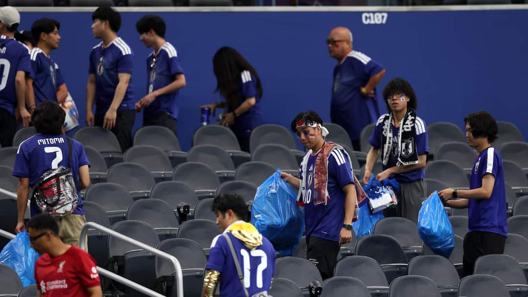Watch: Japan fans win hearts, clean stadium after thrilling FIFA World ...