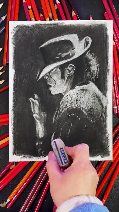 I draw Michael Jackson with erasers only! 🫪🎨