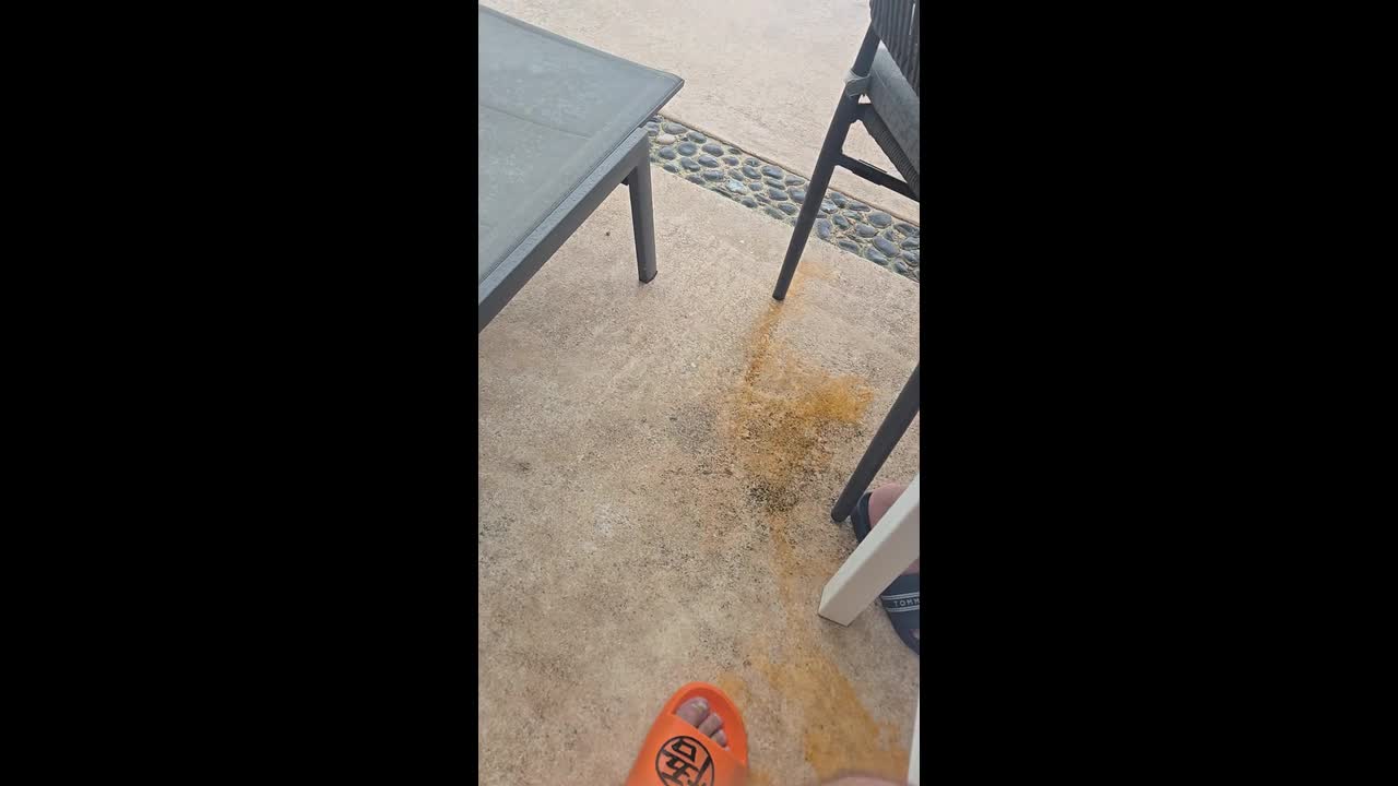 Strong winds send lounge chairs into pool during storm in Cancun, Mexico