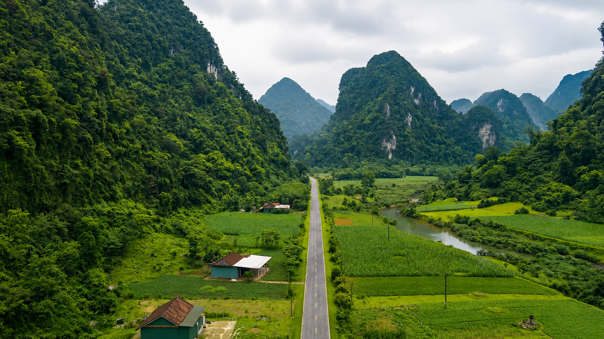 A remote landscape hidden by limestone peaks
