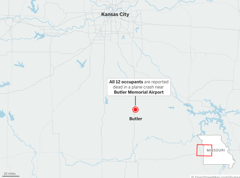 Twelve people killed after 'skydiving' plane crashes in Butler