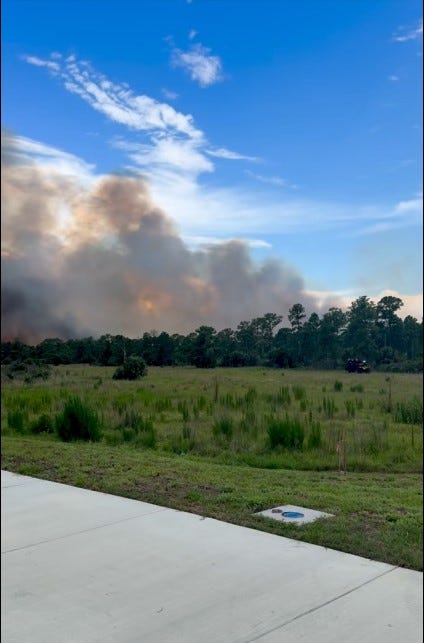 Brush fire erupts in Palm City Florida; no homes threatened