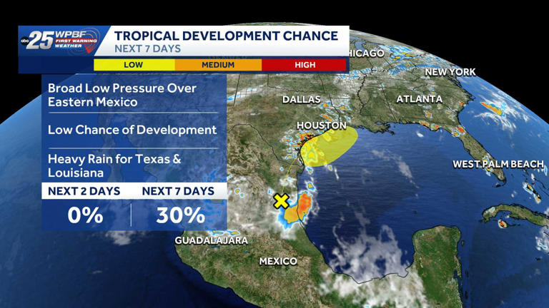 National Hurricane Center tracks low-pressure system in eastern Mexico