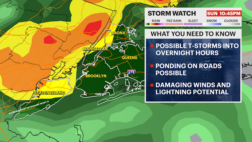 Storm watch: Storm risk increases across the Bronx Sunday night before ...