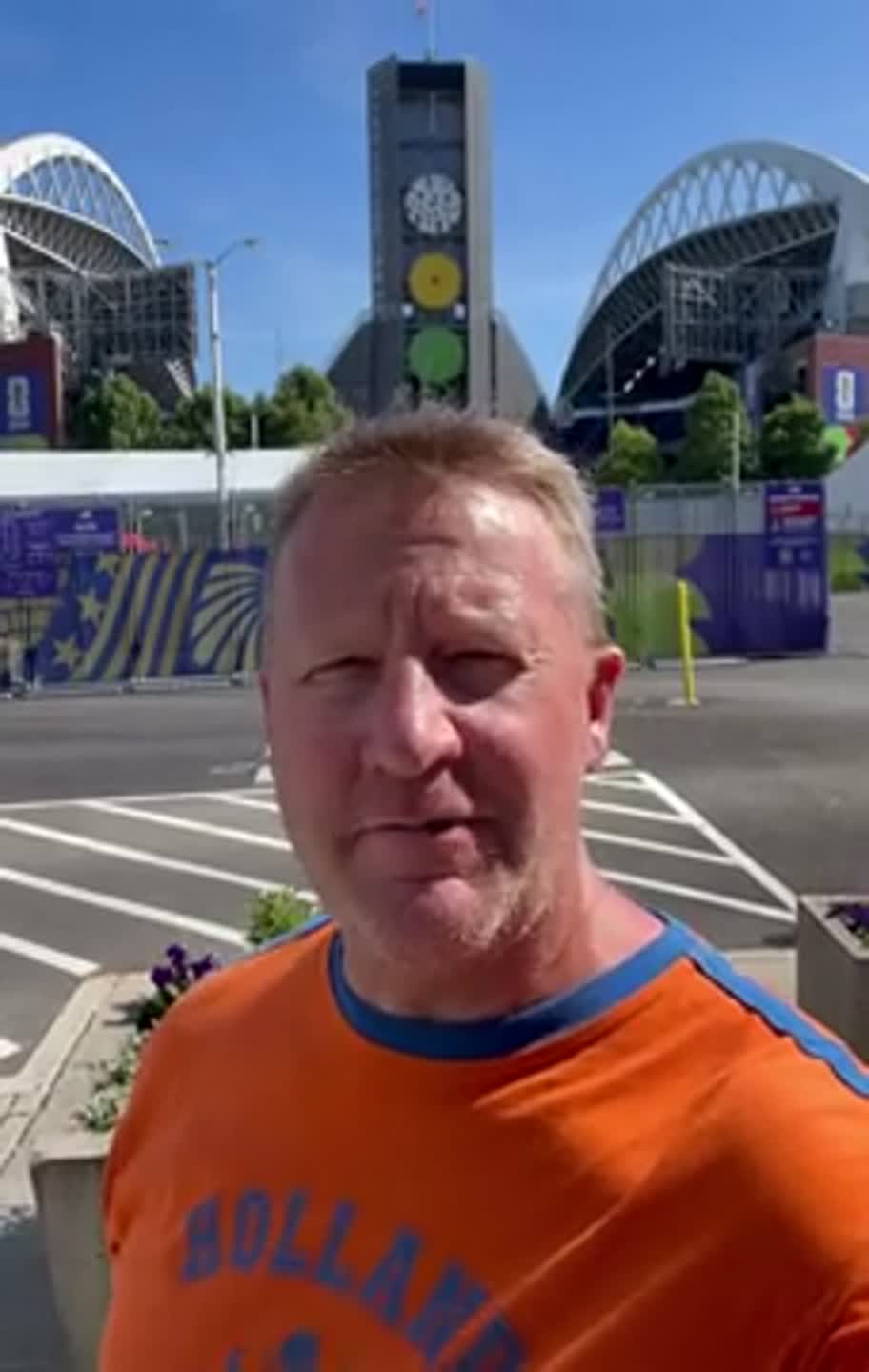 TNT's Gregg Bell at Seattle Stadium day before Belgium-Egypt World Cup