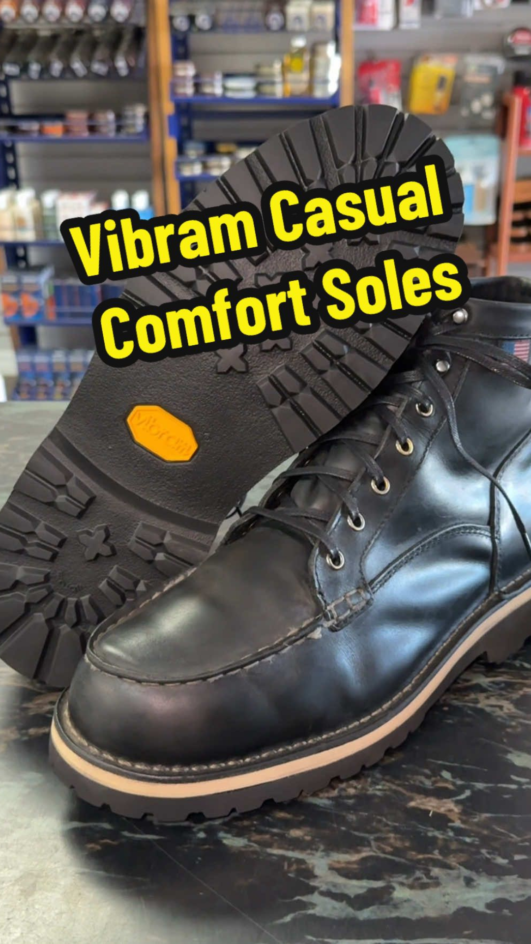 Danner boots resoled with Vibram for added comfort and durability