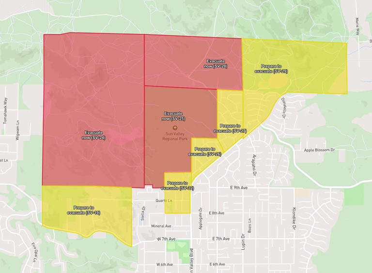 TMFPD: Forward progress stopped on brush fire west of Sun Valley