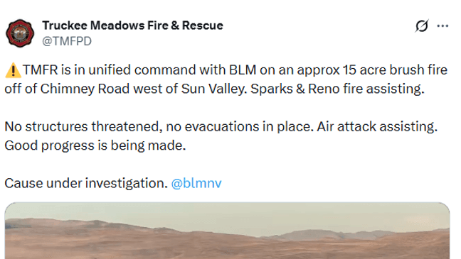 Crews battle brush fire west of Sun Valley; air attacks underway
