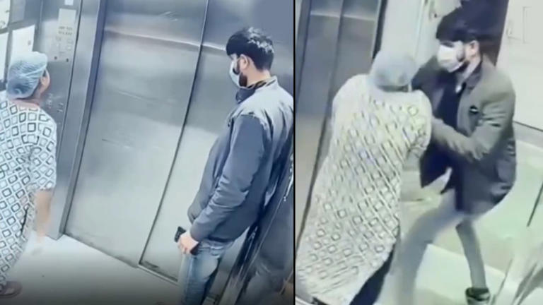 Hospital elevator horror: Woman allegedly targeted by man, viral video ...