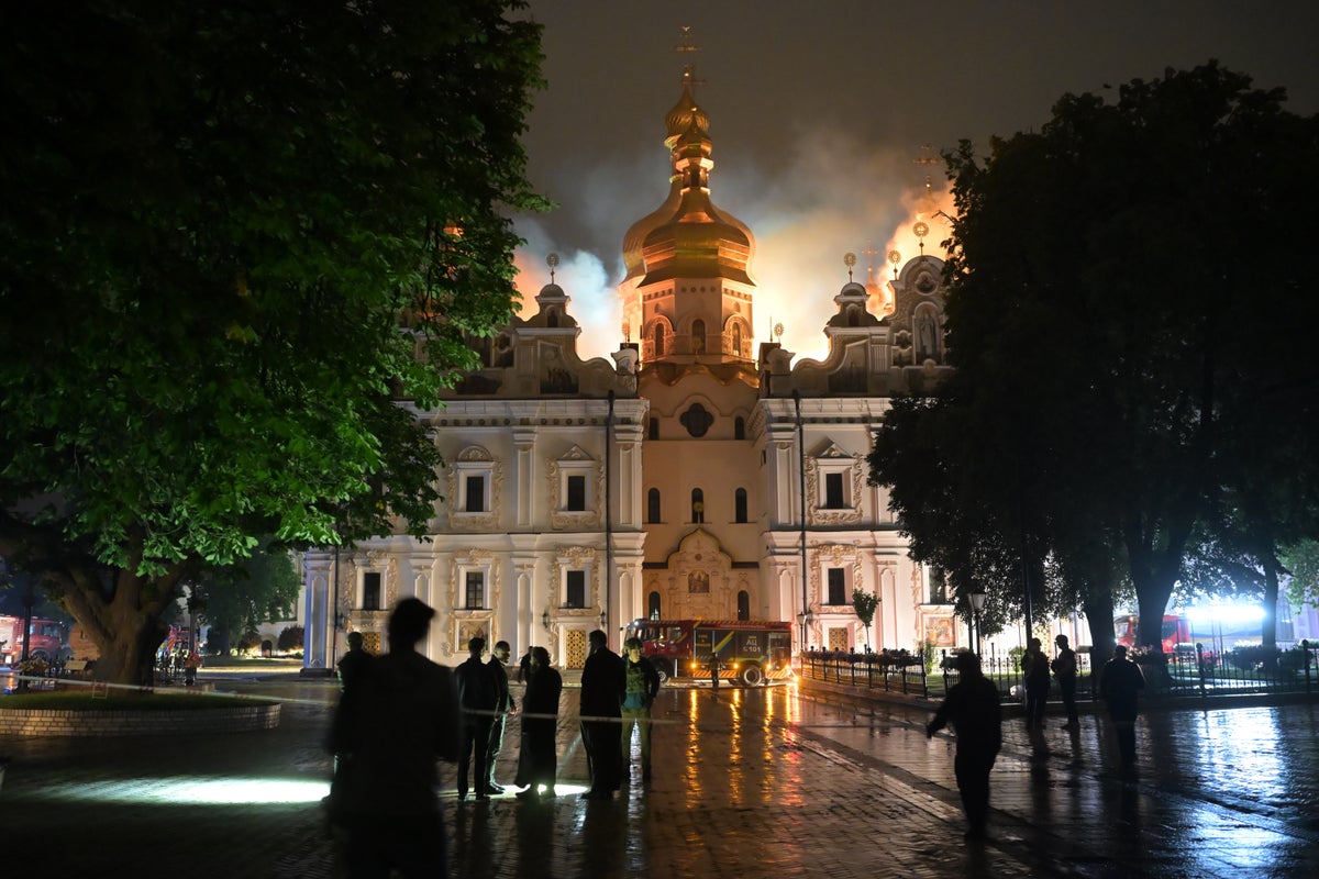 Russian attack sets fire to centuries-old monastery in Kyiv