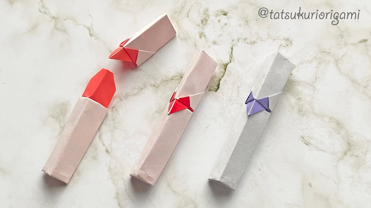 ハートの口紅の折り方 音声解説付きOrigami Heart Lipstick